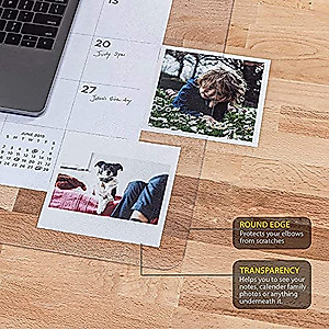 Awnour Clear Desk Pad Blotter - 32 x 16 inches - Non Slip Writing Mat for Office and Home - Round Edges - Textured/Forested…