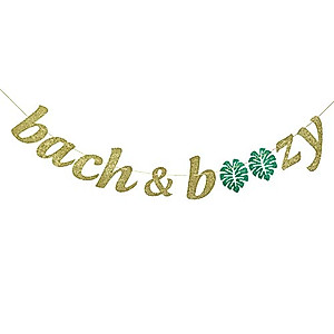 Bach & Boozy Palm Leaf Glitter Gold Banner, Bachelorette Party Banner, Bachelorette Decorations (Gold)