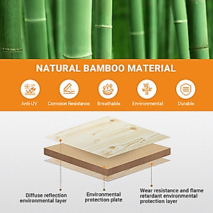 KingCamp Bamboo Round Folding Table Camping Table for Teepee Bell Tent 3 Fold Portable Camp Table with Heavy Duty Adjustable Height Aluminum Leg for Camping Picnic Indoor & Outdoor Card Game Dinning