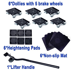 Goyappin Furniture Moving Tool, Furniture Dolly 5 Wheels, Heavy Duty Furniture Movers Furniture Lifter Moving Dolly, 3300 LBS Max. Load, 5 Wheels Roller Dolly for Refrigerator, Sofa, Cabinet