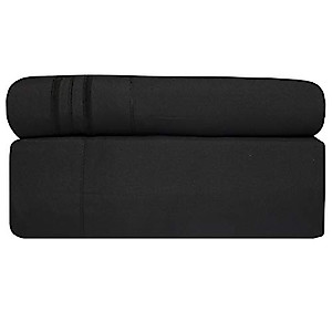 Queen Size Bed Sheets - Breathable Luxury Sheets with Full Elastic & Secure Corner Straps Built In - 1800 Supreme Collection Extra Soft Deep Pocket Bedding Set, Sheet Set, Queen, Black