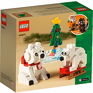 LEGO Wintertime Polar Bears 40571 Christmas Décor Building Kit, Polar Bear Gift, Great Stocking Stuffer for Kids, Features a Christmas Tree Toy and Two Polar Bear Toys