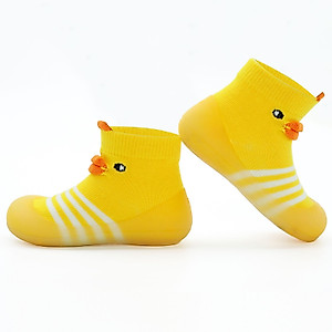 Dexspoeny Sock Shoes for Baby Boy 1 Pair Baby Walking Shoes-Sock Shoes Soft Rubber Sock Shoes Toddler Non Slip Walker Shoes for Babies Boy Girls Infant Baby Slippers Toddler Shoes Yellow
