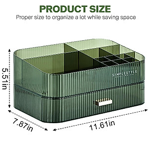 Makeup Organizer with Drawer, Large Capacity Countertop Organizer for Vanity, Bathroom and Bedroom Desk Cosmetics Display Case for Lotions, Brushes, Perfumes, Eyeshadow, Lipstick and Nail Polish