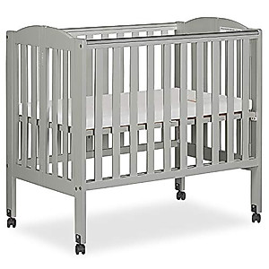 Dream On Me 2 in 1 Folding Portable Crib in Cool Grey, Greenguard Gold Certified , 40x26x38 Inch (Pack of 1)