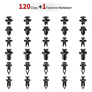 KCRTEK 120 pcs 6.3mm 8mm 9mm 10mm Nylon Bumper Push Fasteners,Bumper Clips with Fastener Removal Tool