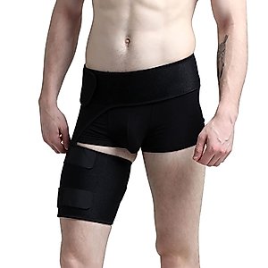 Hip Brace and Groin Support, Adjustable Groin Support Bandage Breathable Unisex Hip Thigh Support Sciatica Relief Wrap Groin Support Adjustable Hamstring Compression Sleeve Fits Men and Women