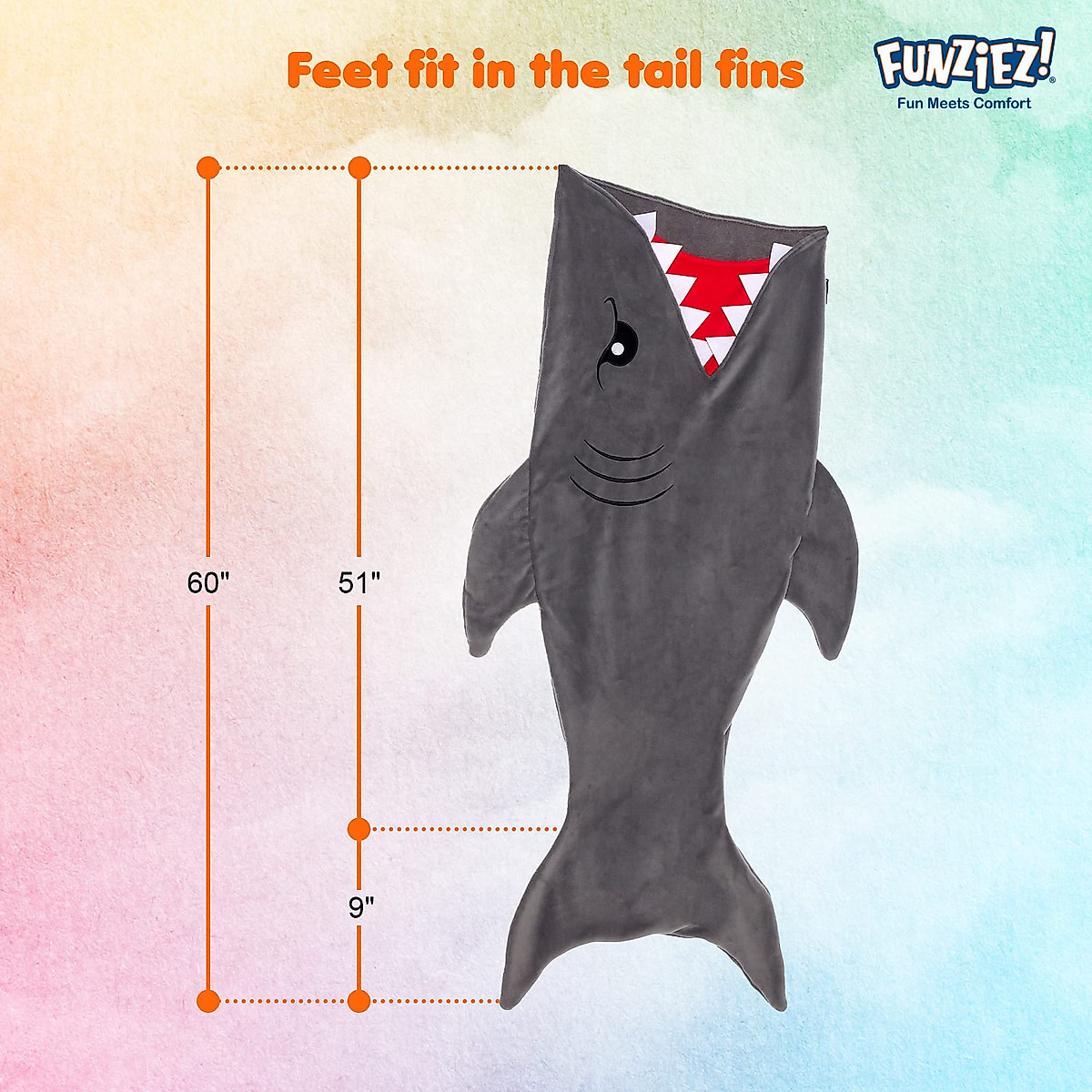 Silver Lilly Animal Tail Blanket - Plush Animal Sleeping Bag Blanket for Kids (Gray Shark)