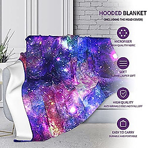 JASMODER Galaxy Constellation Hoodie Blanket Wearable Throw Blankets for Couch Blanket Hooded for Baby Kids Men Women