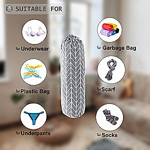 Plastic Bag Holder, Wall Mount Plastic Bag Organizer, Shopping Bags Carrier, Washable Large Grocery Bag Storage Dispenser ​for Home Kitchen Travelling, Free Adjustment with Drawstring, Gray, 22x9"