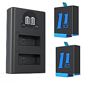 Quiltered Hero 9/10/11 Batteries 2 Packs and 2-Channel Charger Compatible with GoPro Hero 9 Black, GoPro Hero 10 Black, GoPro Hero 11 Black (Fully Compatible with GoPro 9 GoPro 10 GoPro 11 Battery)