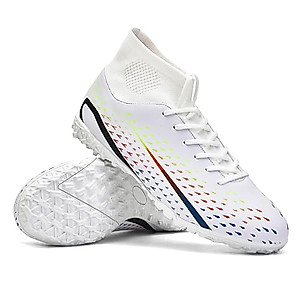 MEBAMY Men’s Football Cleats Professional Futsal Training Lightweight Soccer Shoes Comfortable High-top Spikes Sneakers FG AG Soccer Turf Outdoor Indoor Training Competion Breathable Soccer Boots