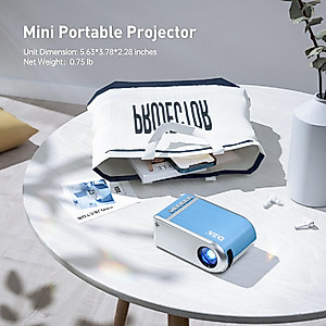 Mini Projector for iPhone, DZA Outdoor Movie Projector Supports 1080P with Synchronize Smartphone Screen, Portable Projector for Home Theater Compatible with iOS/Android/PC/TV Stick, and HDMI/USB