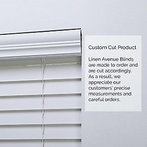 Linen Avenue Cordless Faux Wood Blind White 47 W x 48 H, Flush Inside Mount (No Valance Side Pieces Included, Arrives ½ Inch Narrower)