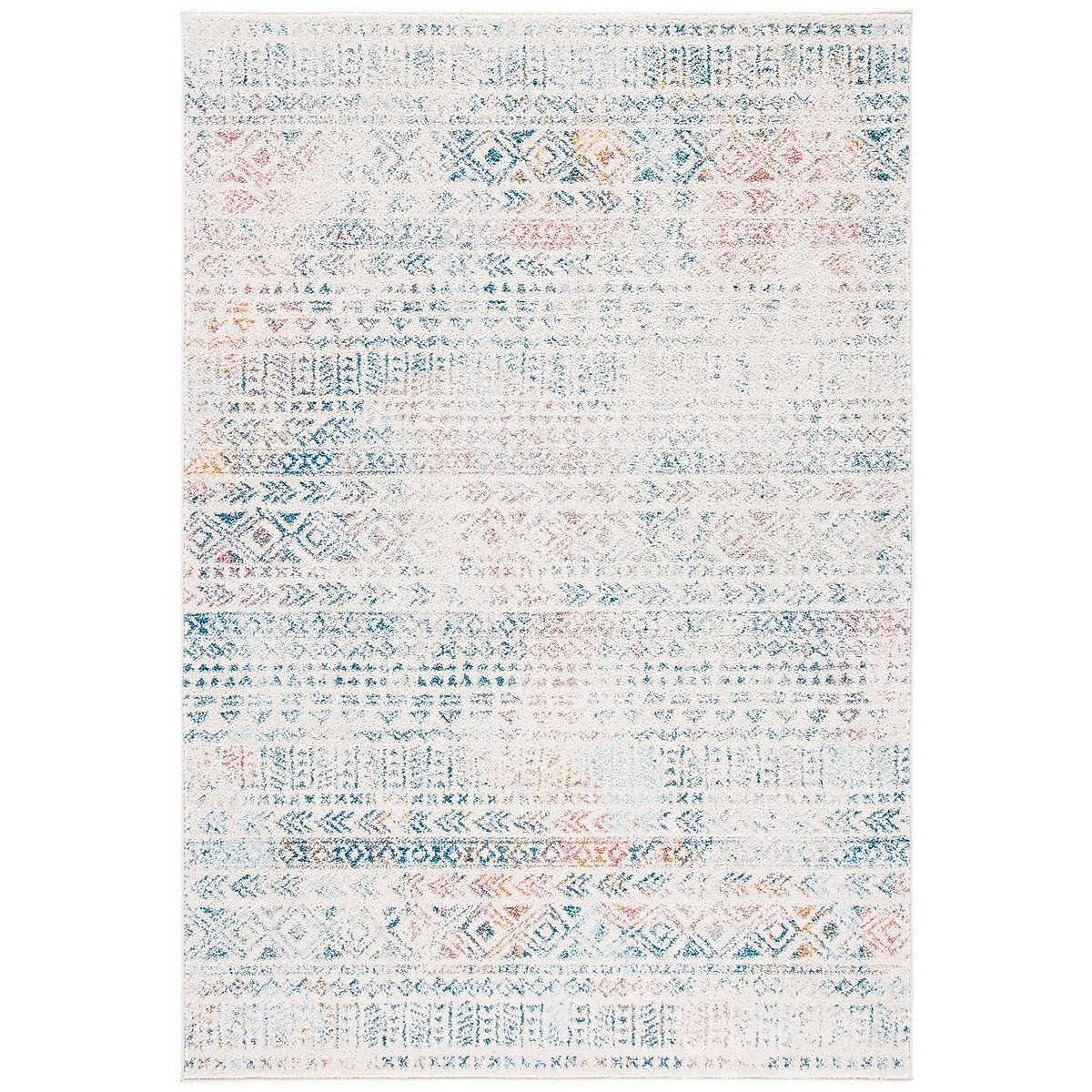SAFAVIEH Tulum Collection Area Rug - 5'3" x 7'6", Ivory & Terracotta, Moroccan Boho Distressed Design, Non-Shedding & Easy Care, Ideal for High Traffic Areas in Living Room, Bedroom (TUL263A)