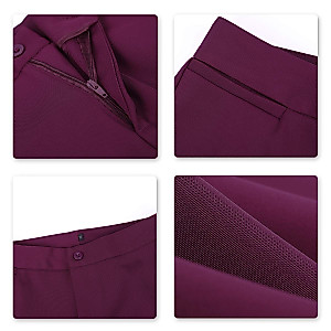 YUNCLOS Women's Double Breasted 2 Piece Suit Set 2 Button Blazer Jacket and Pants Burgundy