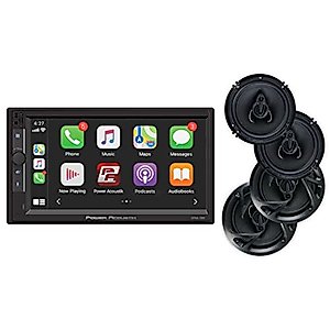 Power Acoustik Car Stereo Combo | CarPlay/Android Auto 7 HD LCD with Capacitive Touchscreen Receiver & (4) 6.5 Speakers | Double Din | CPAAM7-S2