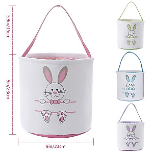 4 Pack Easter Bunny Basket Bags Gift Basket Easter Bag Bunny Ear Bag Tote Bag for Egg Hunting Candy and Gifts Carry Bucket (Easter Bunny Bag 01)