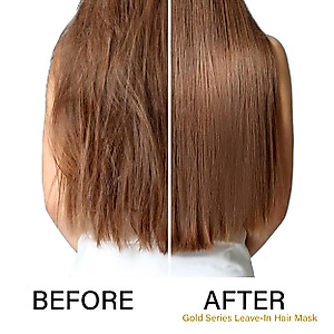 Gold Series Leave-In Hair Mask – Argan Oil Hair Mask Enriched with Keratin – Nourishing and Gently Detangling Leave In Conditioner Spray For Curly Frizzy or Damaged Hair, 8.4 Fl.oz