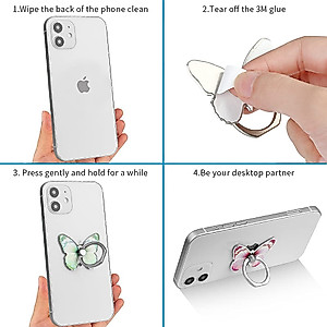 LSL Cute Butterfly Cell Phone Ring Holder 360°Rotation Metal Finger Stand Kickstand Universal Compatible with iPhone Samsung Galaxy LG Google Pixel iPad Three Pack Green Pink Purple Pretty Butterfly