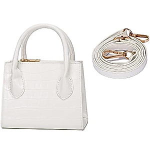 CATMICOO Crocodile Mini Purses for Women, Mini Handbag with Removable Shoulder Strap (White Crocodile Pattern)