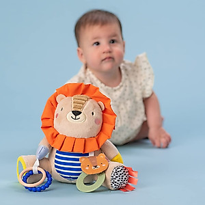 Taf Toys Harry The Lion, Newborn & Baby Developmental Soft Activity Toy. Helps Develop Motor Skills. Perfect for Multi Sensory Play with a Mirror, Teethers & Rattles. Textures and Sounds. 3-6 Months