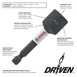 BOSCH SDMSD45 45-Piece Driven Impact Tough Screwdriving Custom Case Assorted Set with Included Storage Case
