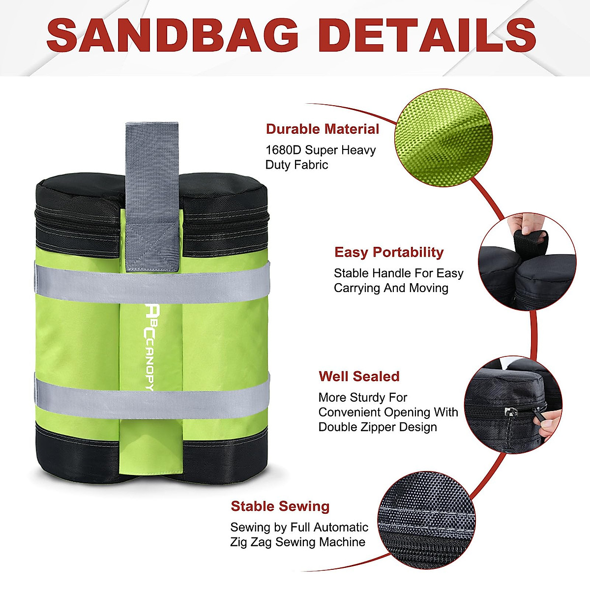 ABCCANOPY Canopy Sandbags for Instant Shelters, 140lb(Green)