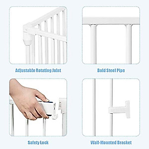 Costzon Baby Safety Gate, 6-Panel Fireplace Fence, Foldable Pet Gates for Easy with Add/Decrease Panels, Portable Wide Barrier Gate with Multiple Shapes for Child & Pet