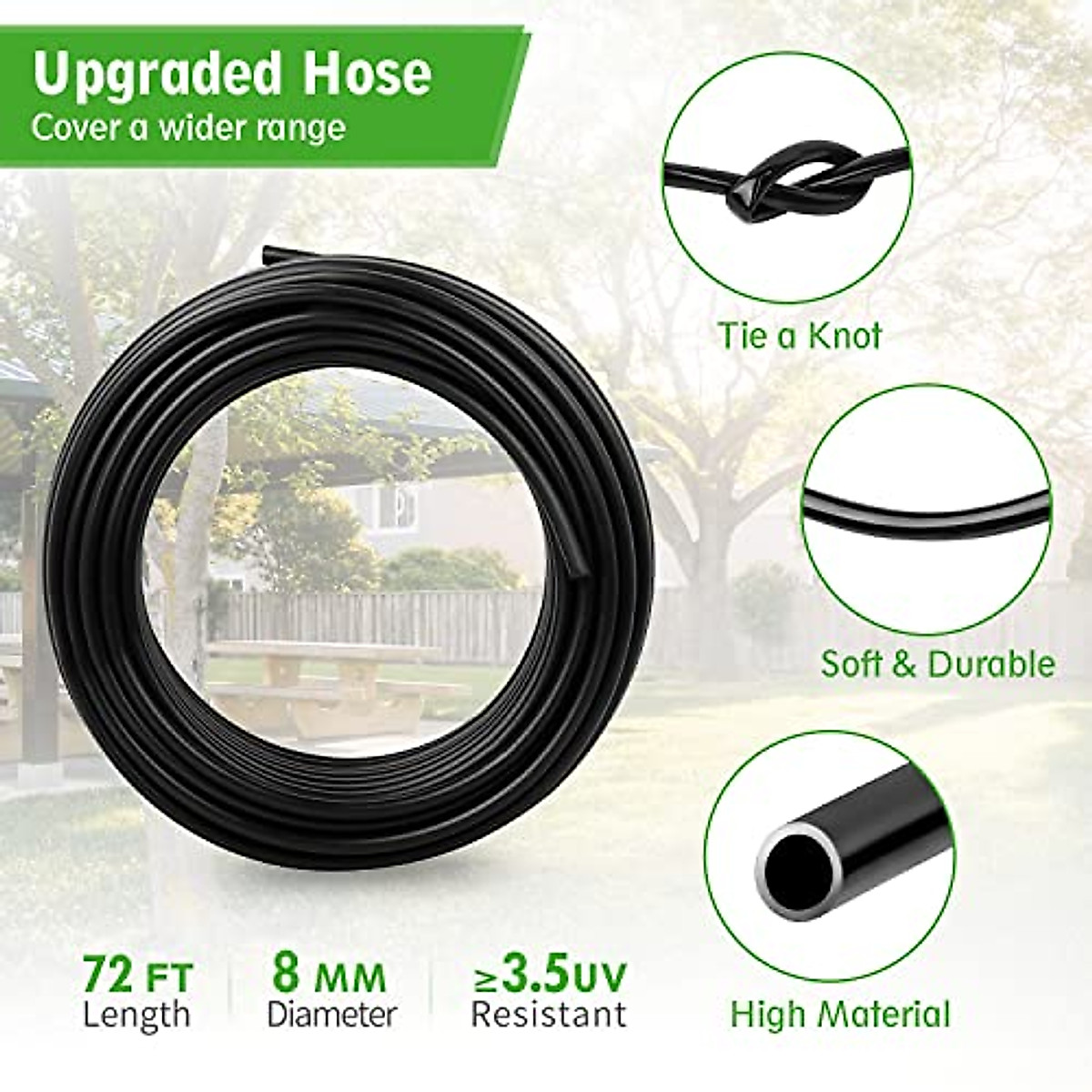 GEJRIO Mister System for Outside Patio，Outdoor Mister with 72FT Misting Hose，Patio Misters for Cooling with 26 Brass Mist Nozzles & an Adapter (3/4")，Misting Cooling System for Garden and Porch