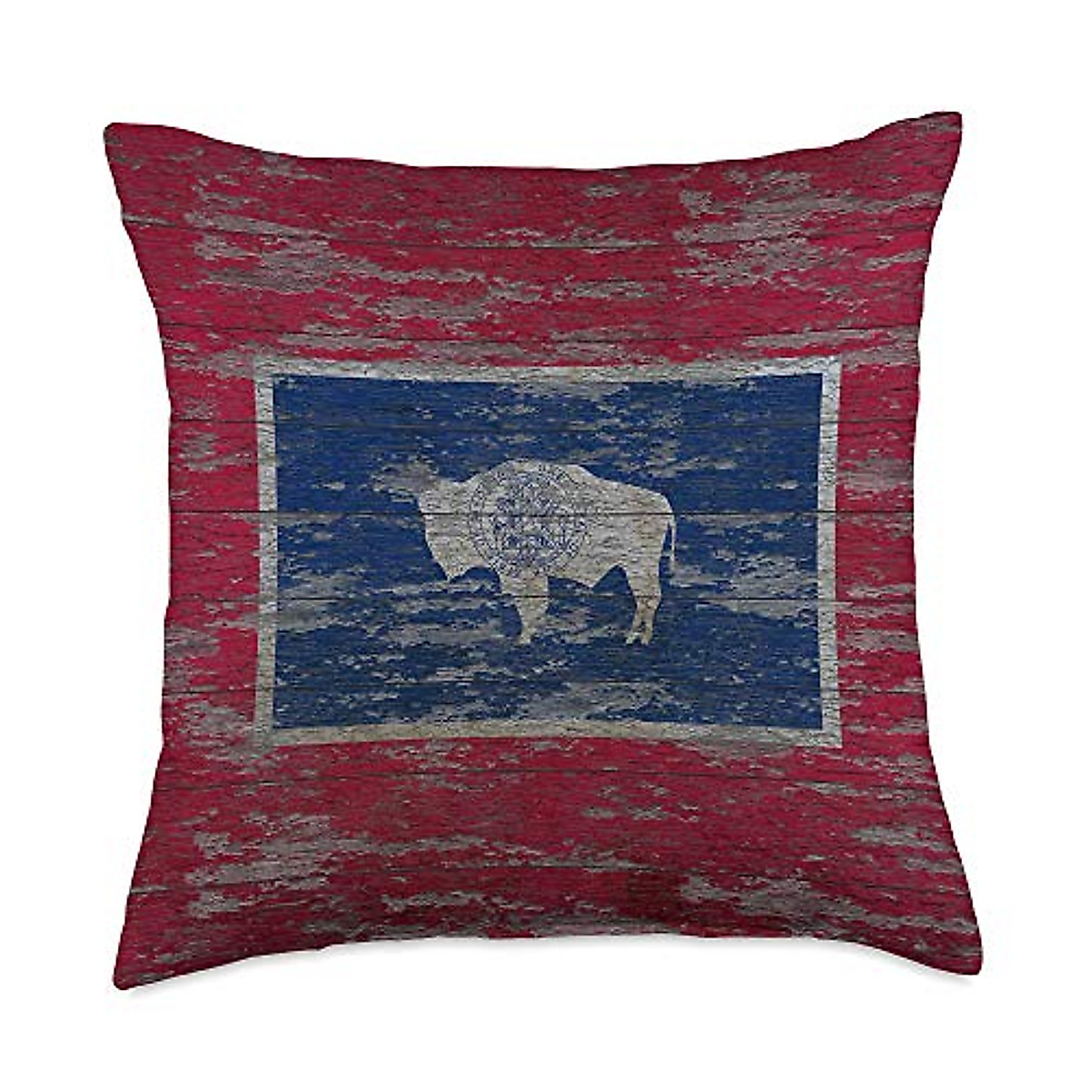 State FlagGrips Wyoming Flag Weathered Throw Pillow, 18x18, Multicolor