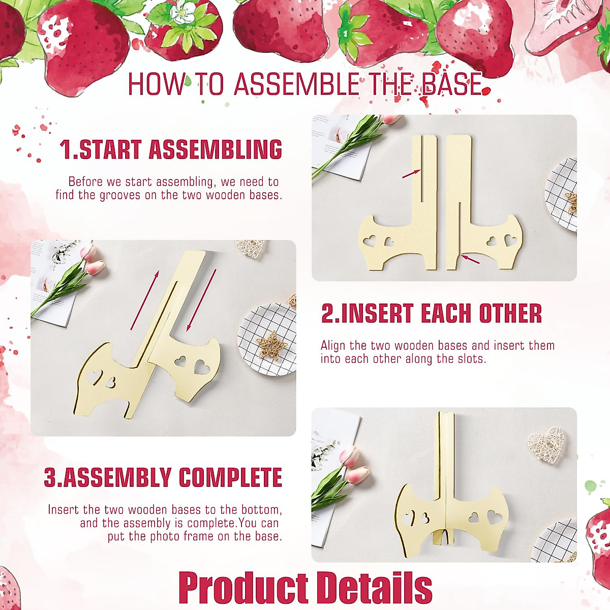 generic 65 Pcs Strawberry Baby Shower Decorations Guest Book, Baby Shower Guest Book Alternatives with Photo Frame, 60 Wood Slices Berry Sweet Baby Shower Decorations for Grils Baby Shower