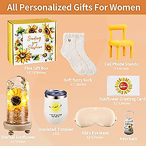 Birthday Gifts for Women, Get Well Soon Self Care Gifts Basket, Care Package for women,Sunshine Gifts for Friends Female, Unique Sunflower Gifts Box, Thinking of You Gift for Her Best Friend Sister