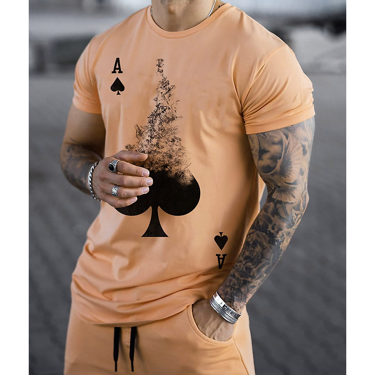 TZIISOA Men's Tracksuits 2 Piece Outfit Casual Short Sleeve Sweat (ML2021042,XL)