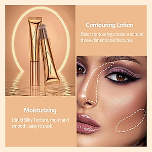 DAGEDA Contour Beauty Women Wand, Liquid Face Concealer Pen, Smooth Creamy Matte Finish Liquid Contour Stick with Soft Cushion Applicator, Blendable Waterproof Body Face Contouring Makeup, 0.53oz (01)