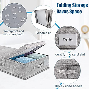 Supowin Underbed Storage Containers Bin with Lids (Set of 2) Large Under Bed Storage Organizer Box with Handle, Foldable Under the Storage Bags for Organizing Clothes, Shoes, Blankets, Pillows-Grey