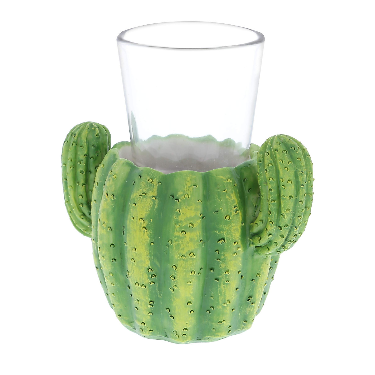 CoTa Global Green Cactus Plant Shaped Shot Glass Cool & Funny Whiskey Tequila & Alcohol Drinking Glass For Shots, Decor Shot Glasses 3.75" x 4" 1.5 Oz