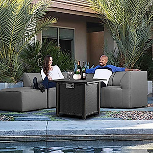 BLUBERY 30" Propane Fire Pit,50,000 BTU Outdoor Fire Pit Table.Wicker Steel Surface,Auto-Ignition,ETL Compliant,Your Garden Warm Companion.