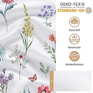 YIYEA Floral Fitted Sheet with Pillowcase, Premium 1800 Thread Count Brushed Microfiber Fitted Sheet Full, 16" Deep Pocket Fitted Bottom Sheet, Ultra Soft, and Fade Resistant (Full,)