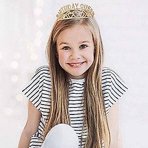 Birthday Crowns for Women, Didder Birthday Queen Rhinestone Tiara & Sash Kit,Birthday Tiaras and Crowns for Women Gold Crown for Girls Birthday Girl Crown 21 Glitter Birthday Sash for Women Gift Party
