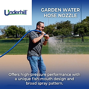 Underhill Precision Cyclone Garden Water Hose Nozzle Sprayer, 50+ GPM 80 PSI, 3/4-Inch Thread Inlet, High Pressure Heavy-Duty Brass and Rubber, HN5000