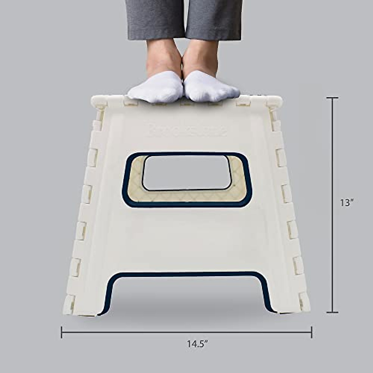 BROOKSTONE 13" Non-Slip Textured Grip Surface, Foldable Space Saving Design, Carrying Handle, Holds Up to 300 Pounds, for Kitchen and Rest of Home