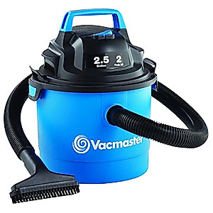 Vacmaster Portable Wall Mountable Wet/Dry Vac, 2.5 Gallon, 2 HP 1-1/4" Hose (VOM205P), Blue