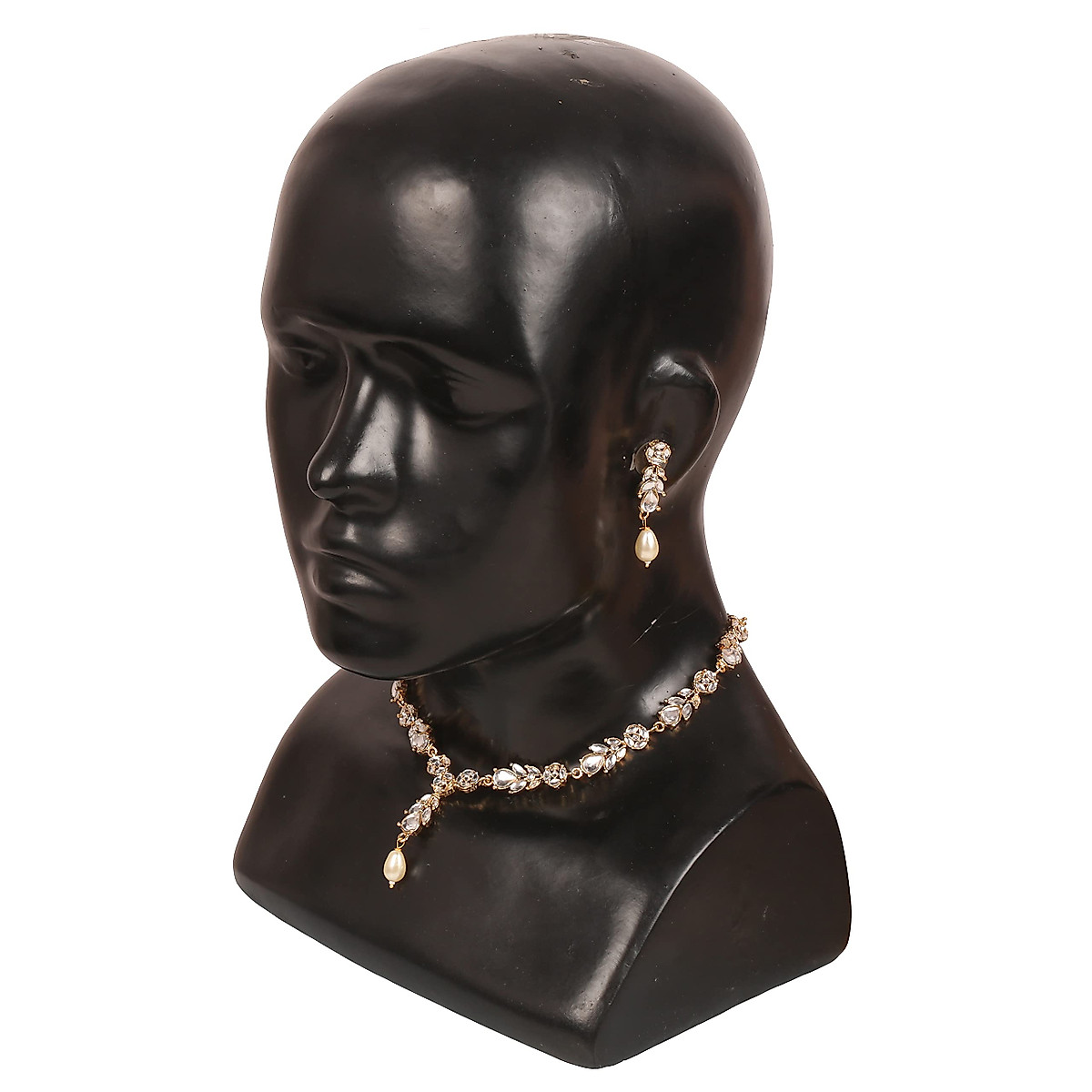 Sunsoul By Touchstone Indian Beautiful Exclusively Handcrafted Mughal Era Marquise Cut Kundan Look Faux Pearls Classic Designer Jewelry Necklace Set In Antique Gold Tone For Women.