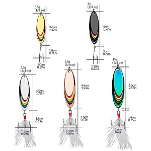 QualyQualy Fishing Lure Fishing Spoons Fishing Trout Lures Walleye Spoons Fishing Spoon Lures for Trout Bass Pike Crappie Walleye 5Pcs 1/8oz 1/6oz 1/4oz 3/8oz 1/2oz 5Pcs