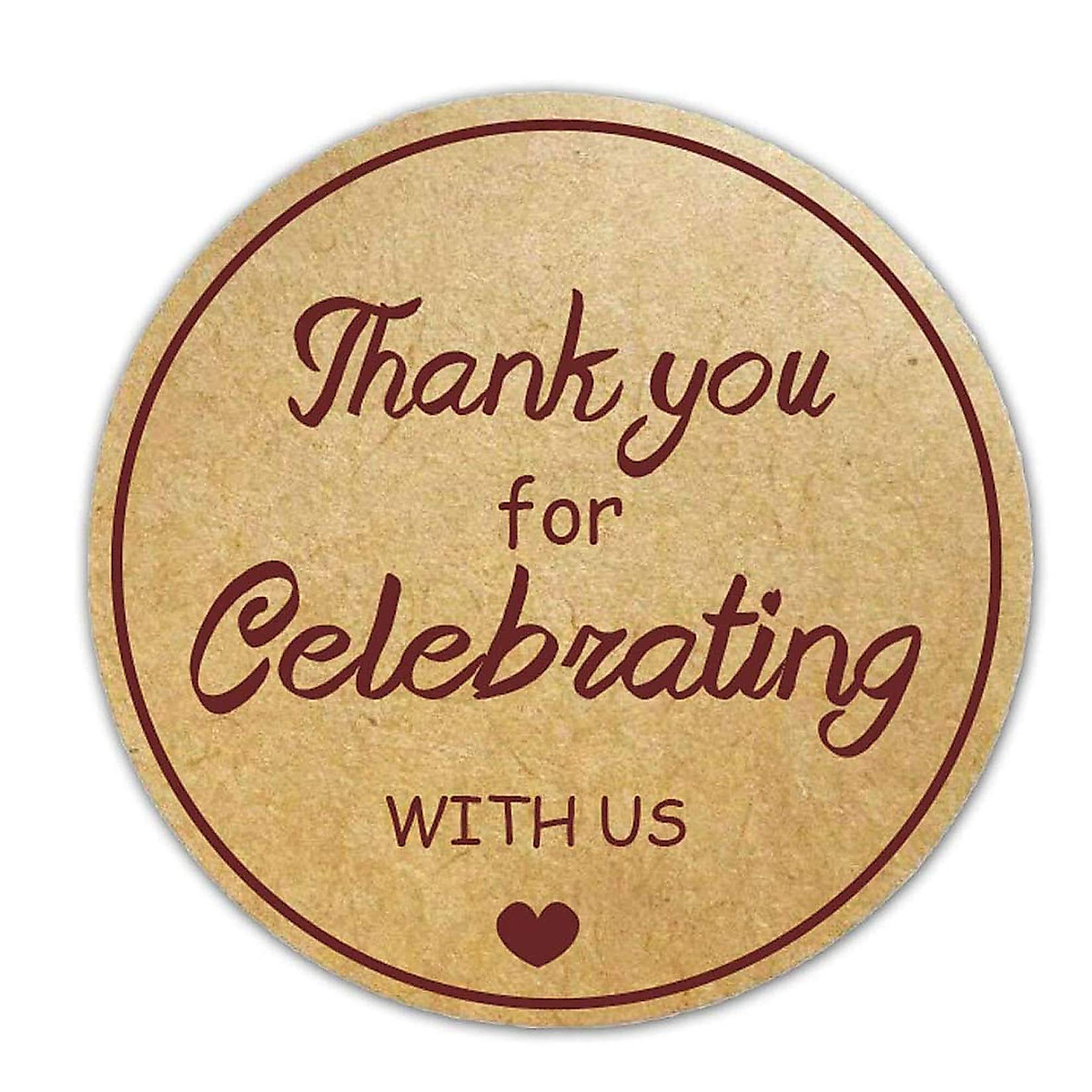 Thank You for Celebrating with Us Stickers,2 Inch Round Thank You Kraft Sticker Labels for Invitation Envelopes for Wedding, Baby Shower, Party Favor（500 pcs)