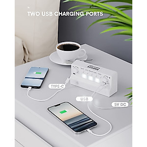Mesqool Digital Alarm Clock for Bedroom, White, 7-Inch Screen, Adjustable Brightness, Loud Alarm, USB Charger, 12H/24H Time Format, Night Light, Dual Alarms, 18-Month Warranty