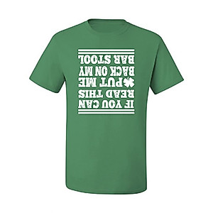 If You Can Read This Irish Clover Put Me Back On My Bar Stool St. Patrick's Day Men's Graphic T-Shirt, Kelly, 4X-Large