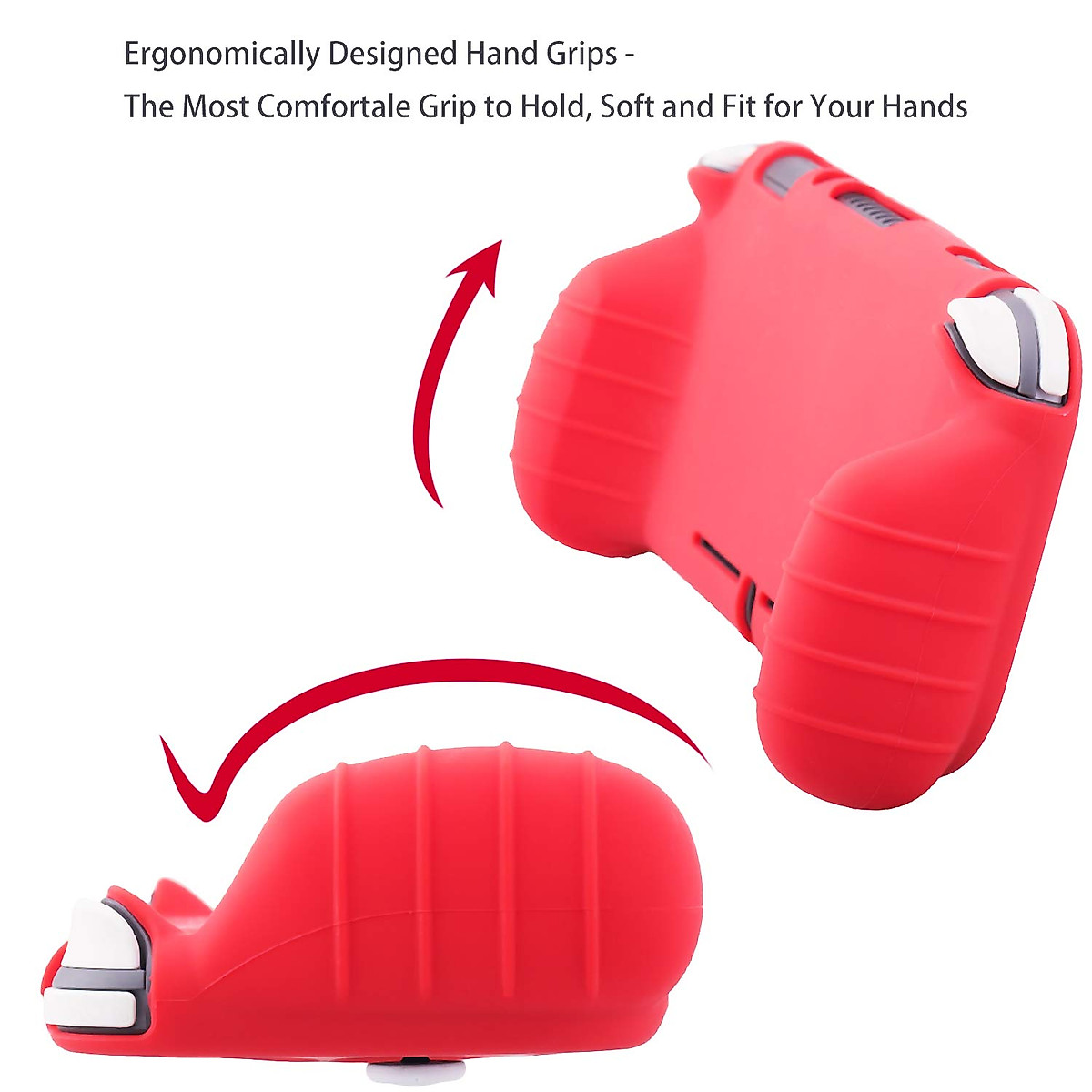 YoRHa Handle Grip Soft Silicone Rubber Protective Cover Case (Red) x 1 for Nintendo Switch Lite [9.2019 Slim Model]