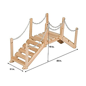 Shine Company 4963N 3 Ft. Cedar Wood Garden Bridge with Side Rails, Natural